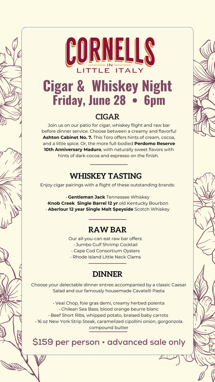 Menus – Cornells in Little Italy